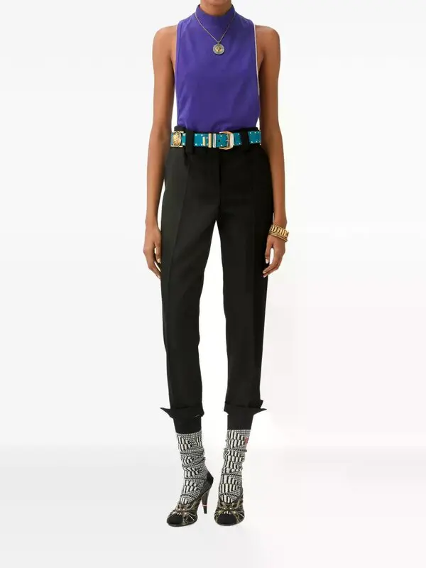 Versace Grain De Poudre Wool Trousers With Medusa Hardware