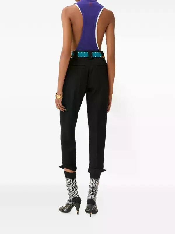 Versace Grain De Poudre Wool Trousers With Medusa Hardware
