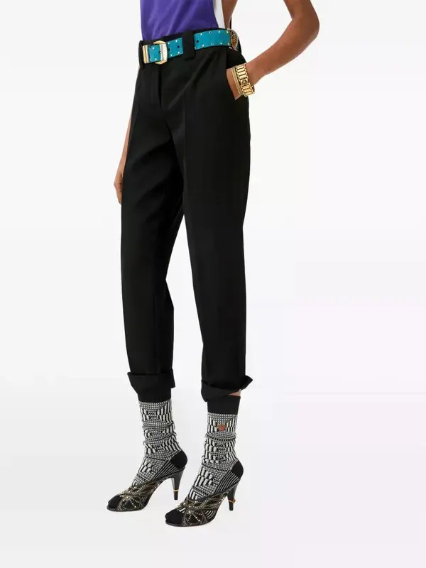 Versace Grain De Poudre Wool Trousers With Medusa Hardware