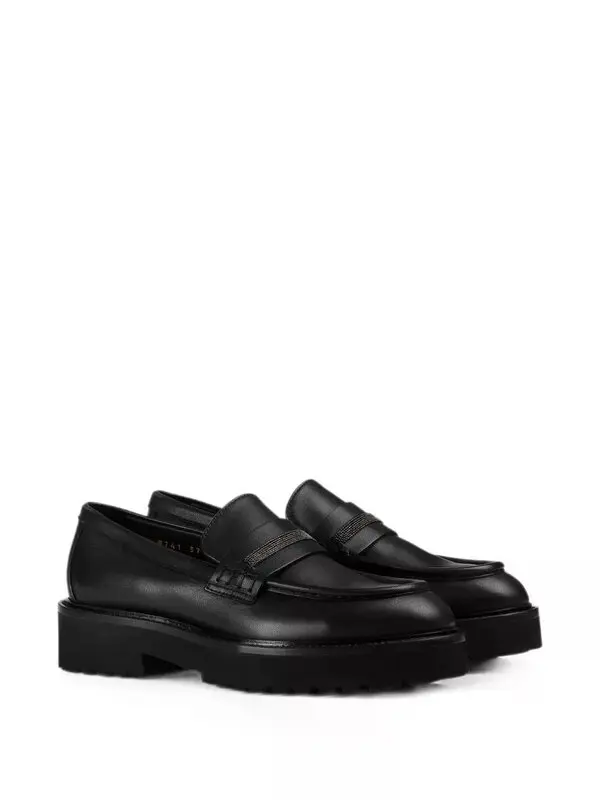 DOUCAL'S Micro-stud Detail Leather Loafers