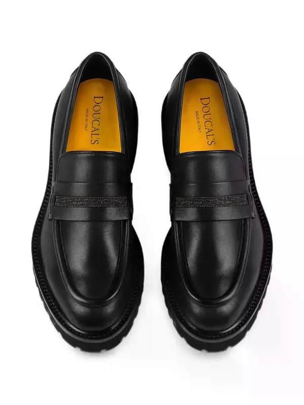 DOUCAL'S Micro-stud Detail Leather Loafers