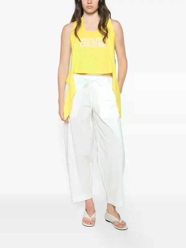 Versace Draped Logo Print Sleeveless Top