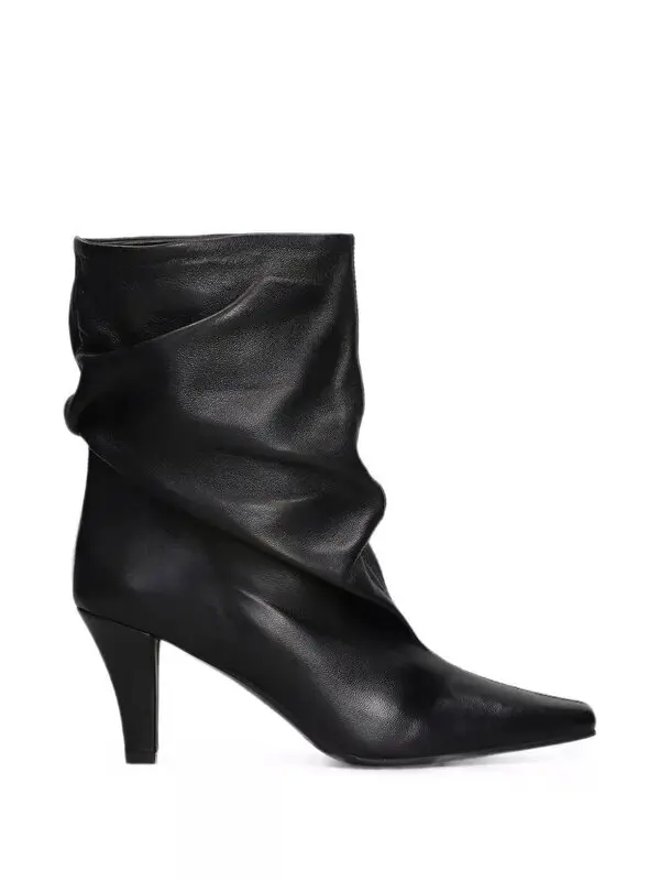 THE SELLER Slouchy Pointed-toe Leather Ankle Boots