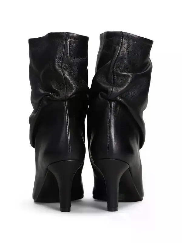 THE SELLER Slouchy Pointed-toe Leather Ankle Boots - Black