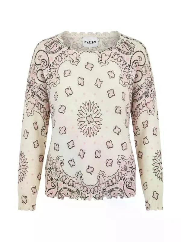 KUJTEN Paisley-print Cashmere Sweater - White