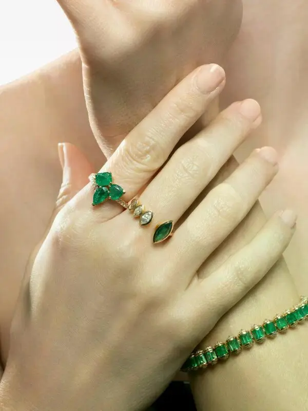 Shay Emerald And Diamond Cluster Ring