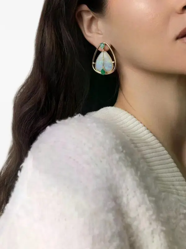 DENISE CASSOU Opal And Emerald Earrings