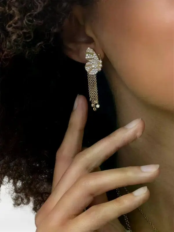 TANYA FARAH Diamond Butterfly Wing Earrings - Gold
