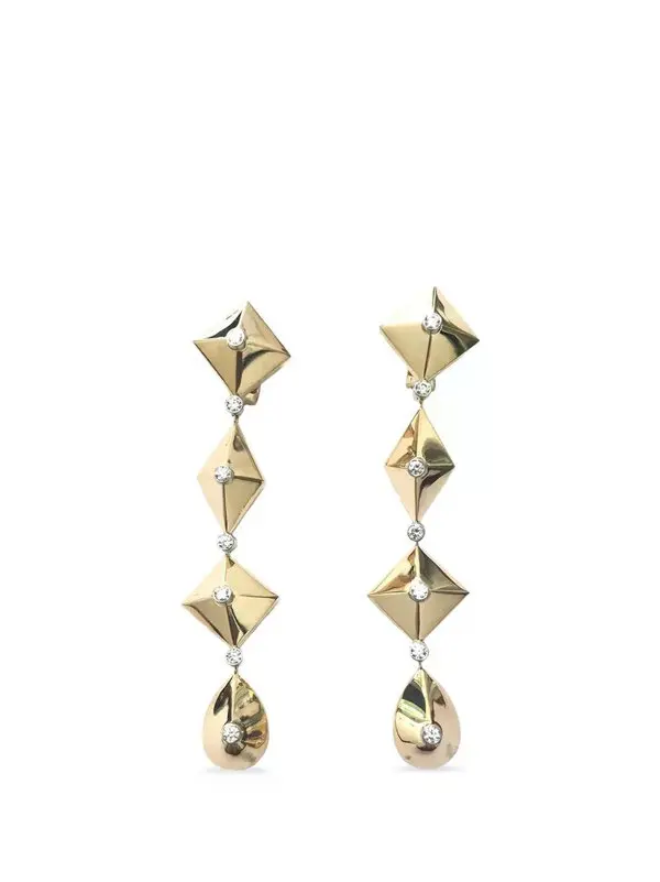 ALETTO BROTHERS 18k Yellow Diamond Pyramid Drop Earrings - Gold