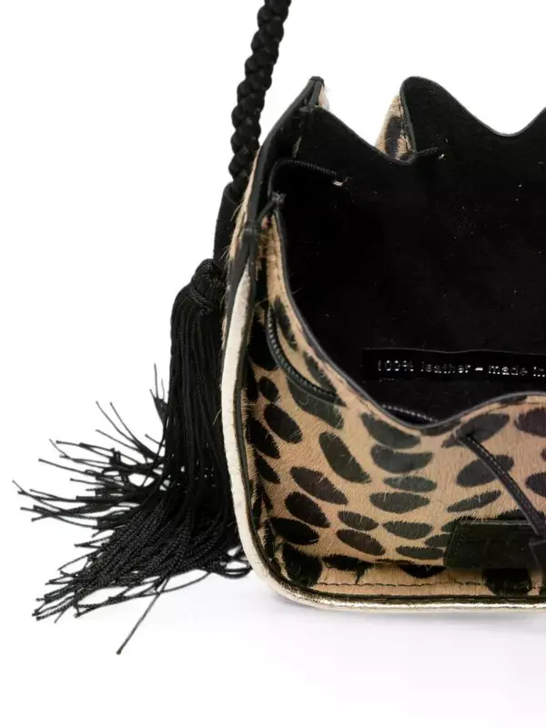FORTE_FORTE Leopard Print Shoulder Bag With Tassel Detail - Brown