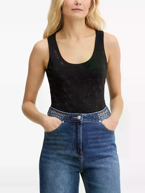 Guess Rhinestone Embellished Scoop Neck Sleeveless Top