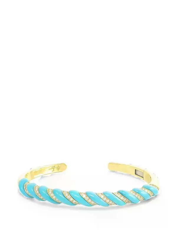 JENNA BLAKE 70s Stone And Diamond Bangle Bracelet - Gold