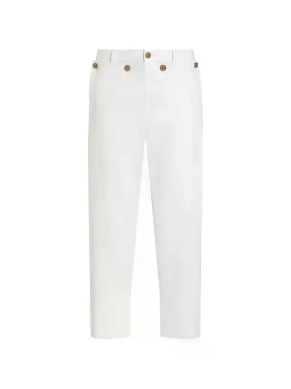 Dolce & Gabbana Cotton Trousers With Logo Buttons