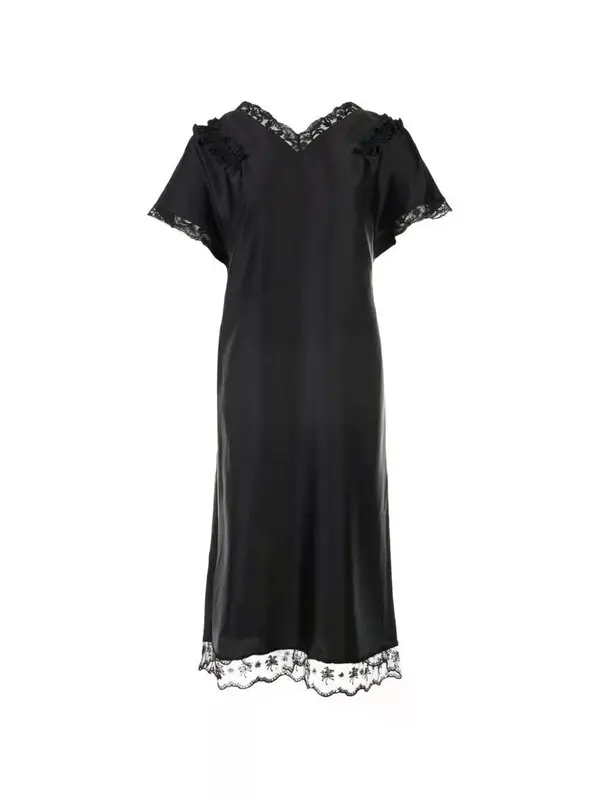 Simone Rocha Lace-trim Cut-out Midi Dress - Black