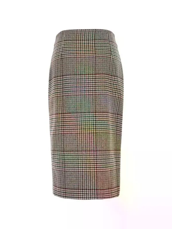 Federica Tosi Check-pattern Rear-slit Midi Skirt - Grey