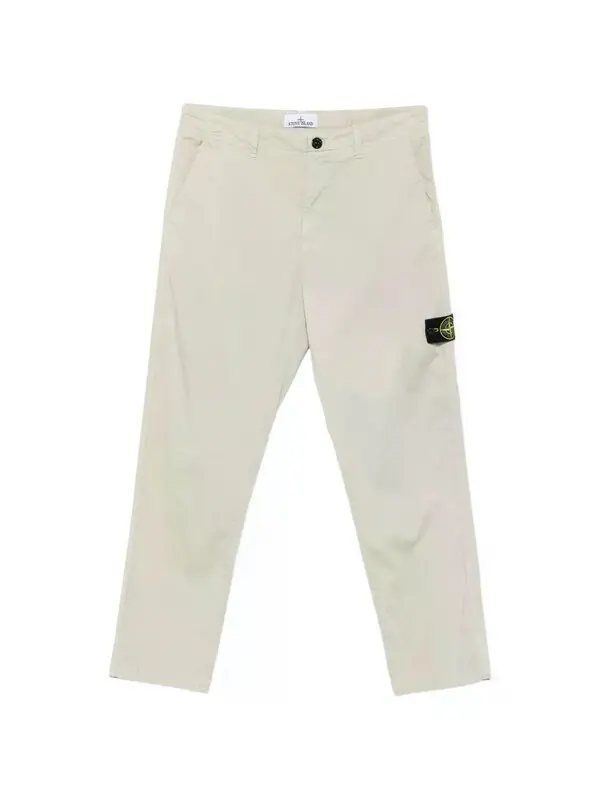 Stone Island Logo Patch Straight-leg Trousers - Neutrals