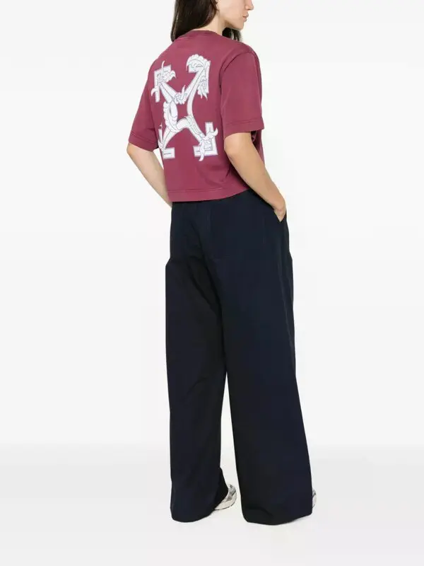 Off-White Cropped Logo T-shirt - Purple