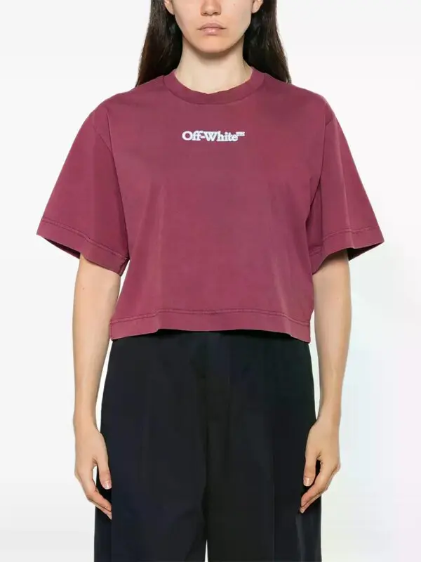 Off-White Cropped Logo T-shirt - Purple