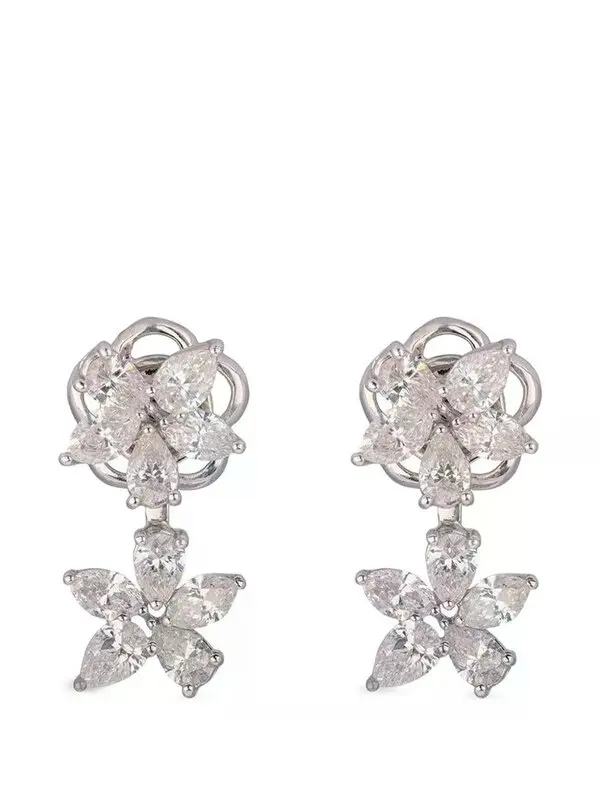 ZYDO Diamond Double Flower Earrings