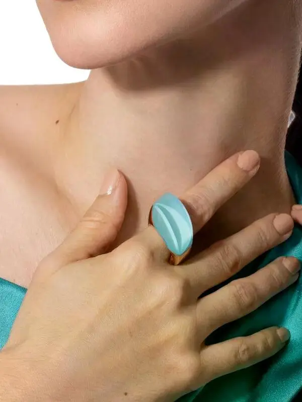 Vhernier Aladino Ring In Rose Gold With Turquoise And Rock Crystal