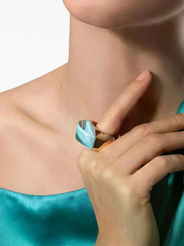 Vhernier Aladino Ring In Rose Gold With Turquoise And Rock Crystal