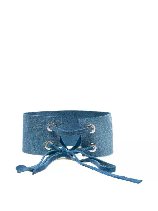 MANOKHI Denim-effect Choker Necklace - Blue