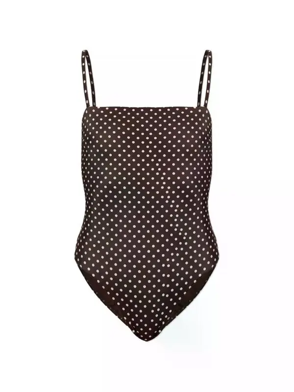 Matteau Polka Dot Square Neck Swimsuit - Brown