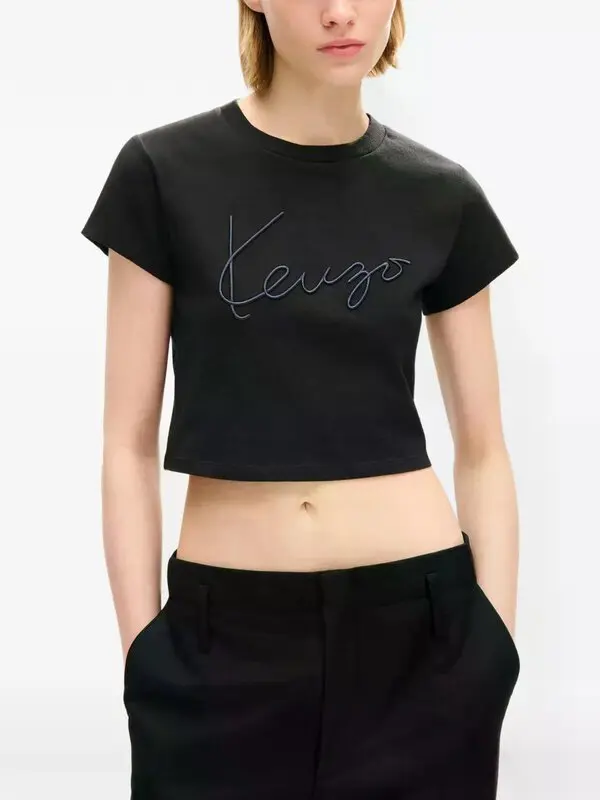 Kenzo Signature-embroidered Cropped T-shirt