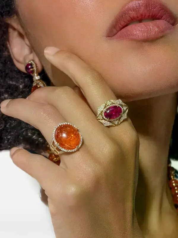 Goshwara Mandarin Garnet And Diamond Ring In 18k Yellow