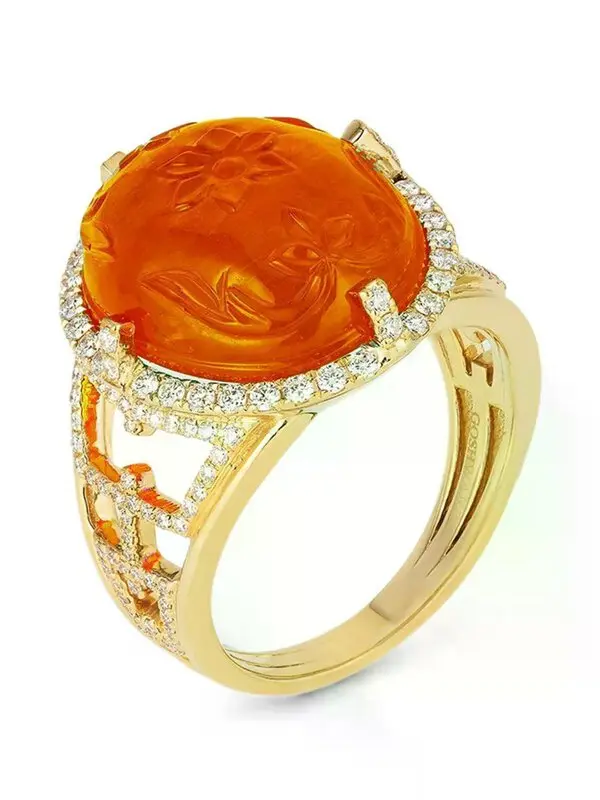 Goshwara Mandarin Garnet And Diamond Ring In 18k Yellow