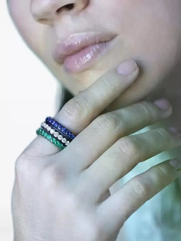 GRAZIELA Sapphire And Diamond Band Ring