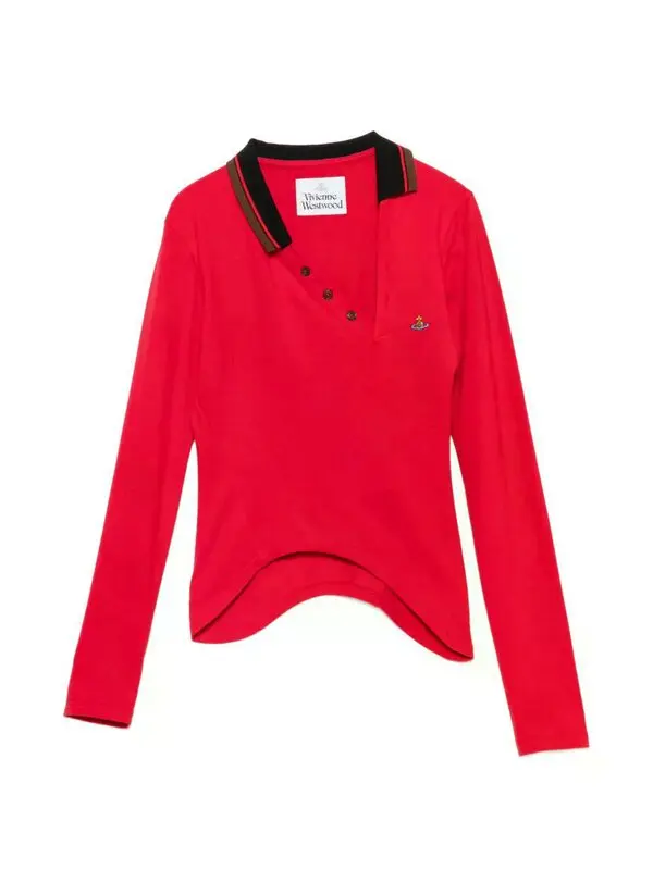 VIVIENNE WESTWOOD Glory Asymmetric Collar Polo Shirt - Red