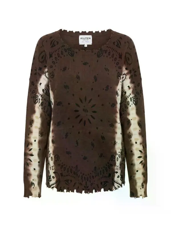 KUJTEN Bandana-print Cashmere Sweater