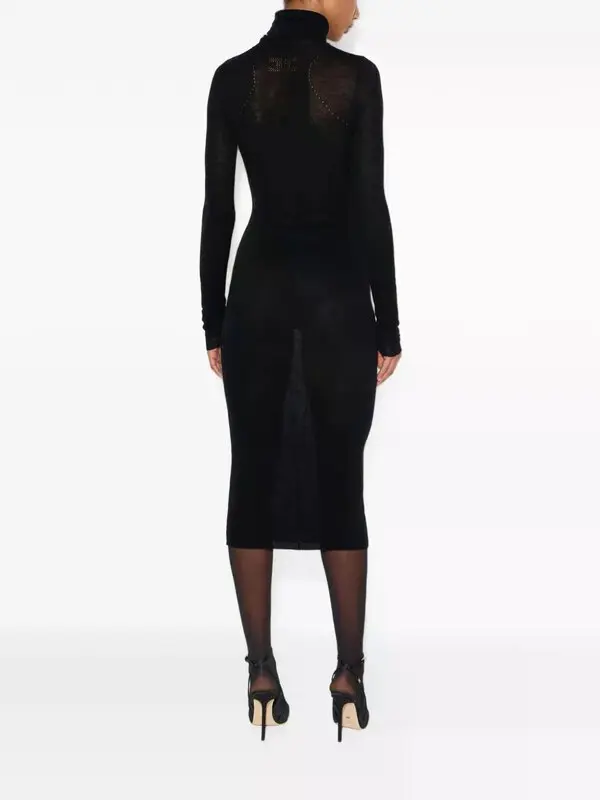 Elisabetta Franchi Knit Midi Dress With Openwork Geometric Patterns