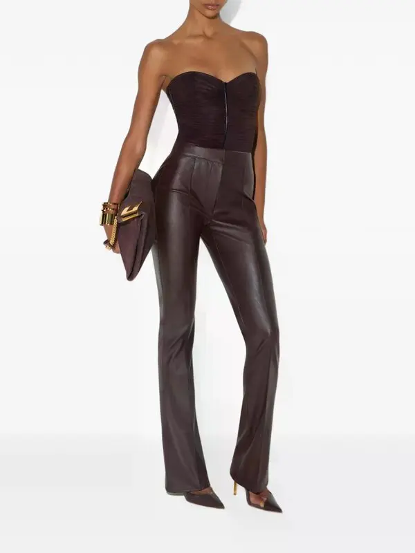 Elisabetta Franchi High-waisted Ribbed Bell-bottom Trousers