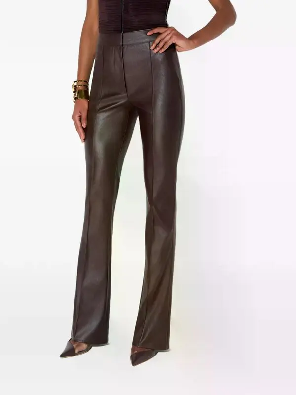 Elisabetta Franchi High-waisted Ribbed Bell-bottom Trousers - Brown