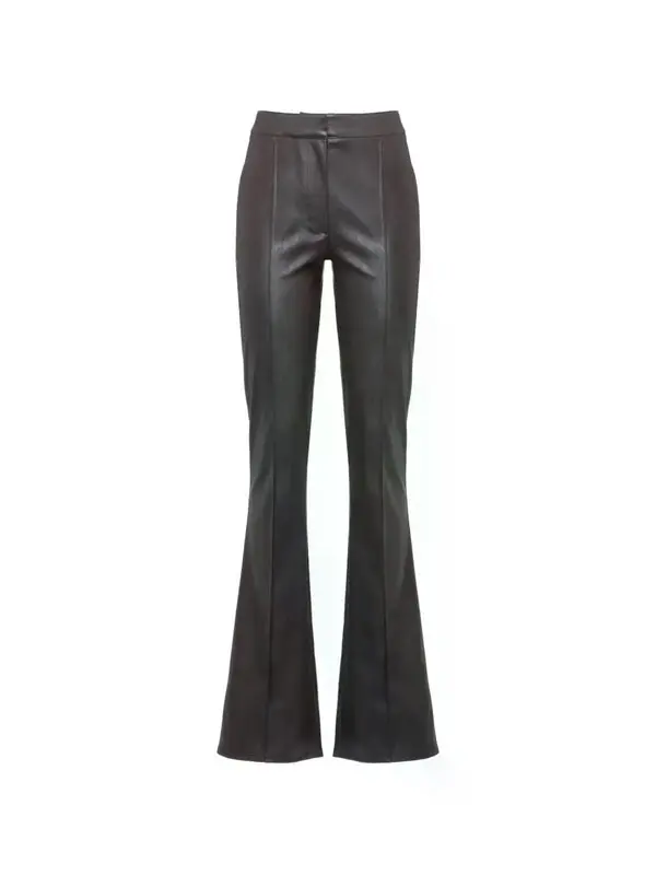 Elisabetta Franchi High-waisted Ribbed Bell-bottom Trousers - Brown