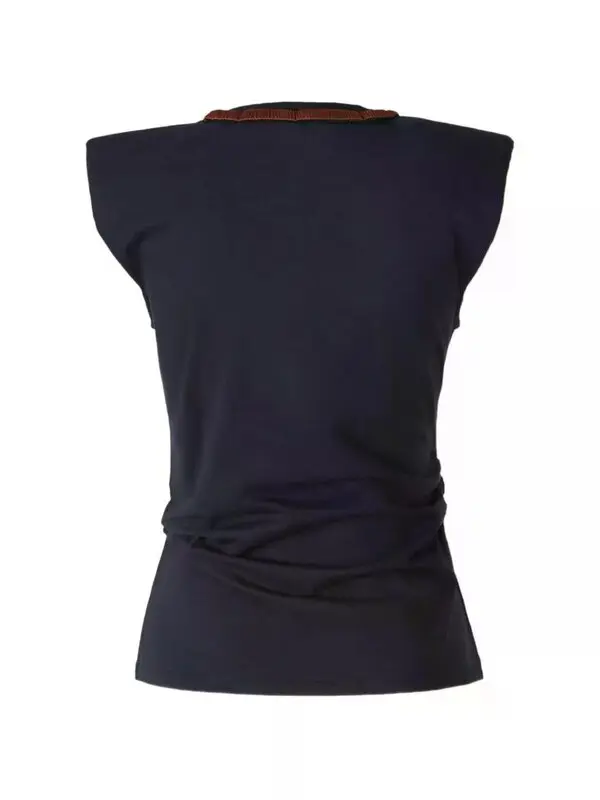 Dorothee Schumacher Padded-shoulder Ruched-detail T-shirt - Black