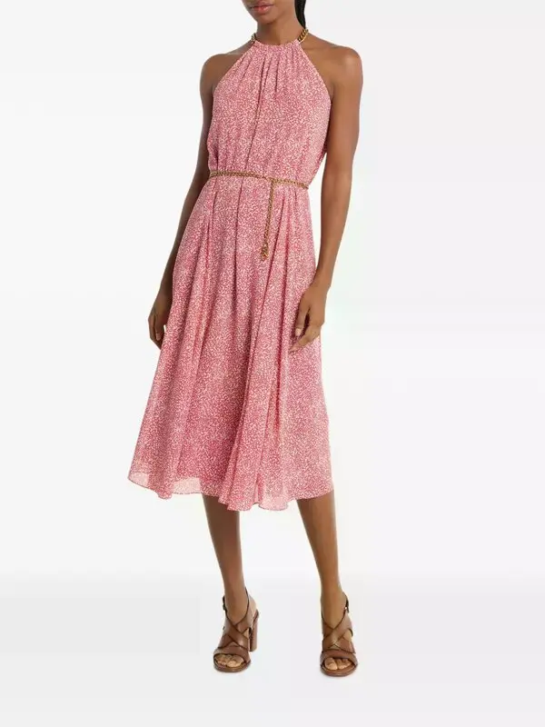 Michael Kors Chain-belt Halter Midi Dress - Pink