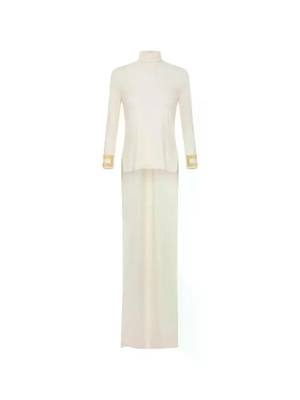 Elisabetta Franchi Top In Shiny Jersey Fabric - Neutrals