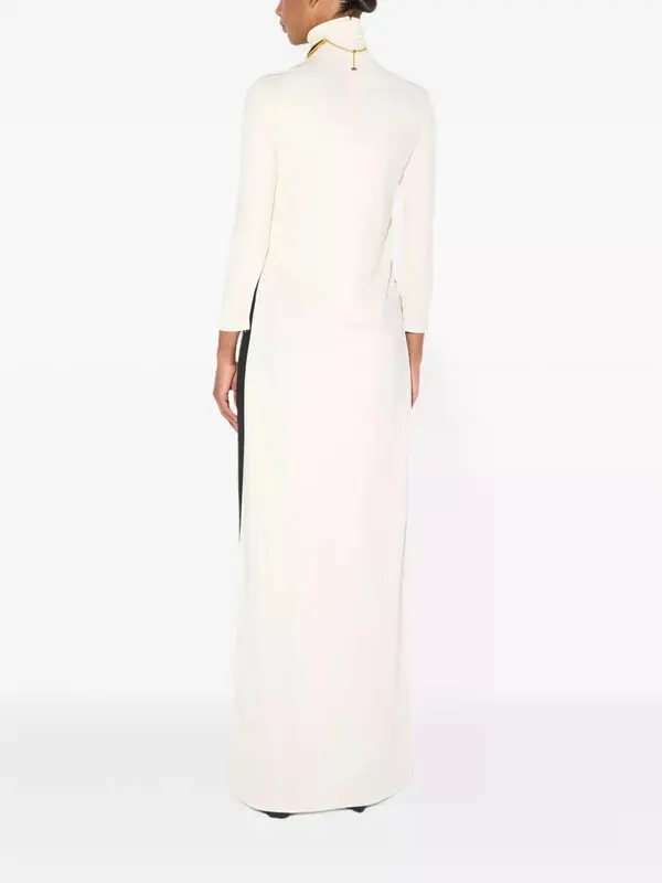 Elisabetta Franchi Long Sleeve High Neck Top With Metallic Cuffs - Neutrals