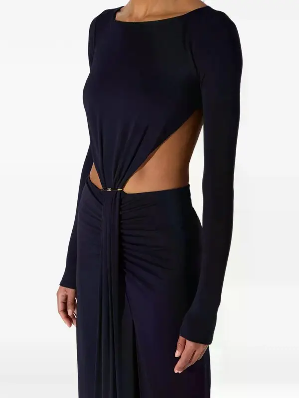 Elisabetta Franchi Long Sleeve Jersey Gown With Cut-out Detail - Blue