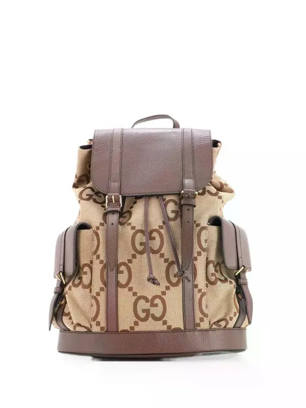 Gucci Double Pocket Belt Jumbo Gg Canvas And Leather Large Backpack