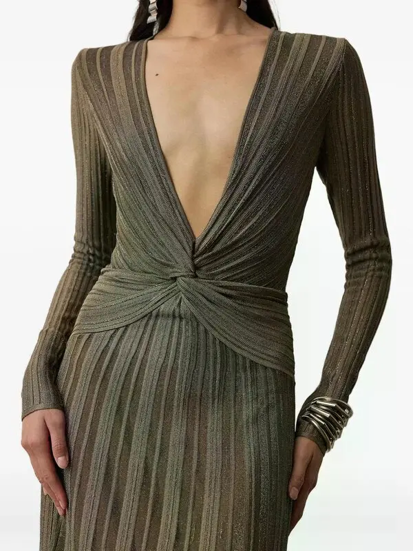 Polo Ralph Lauren Dabney Pleated Metallic Evening Dress