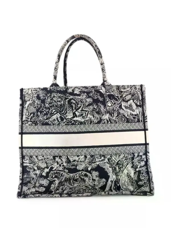 Dior Book Embroidered Canvas Large Tote Bag