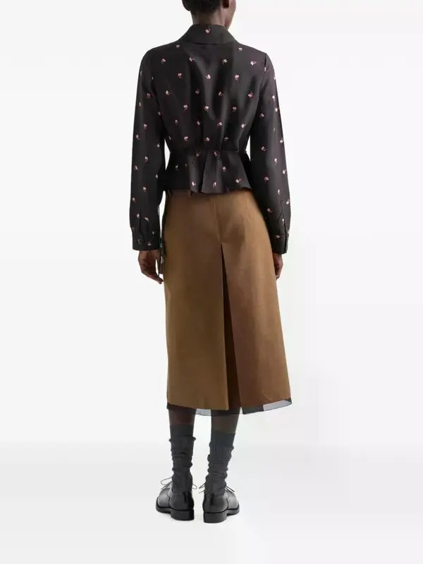 Prada Washed Silk Floral Print Shirt With Removable Scarf