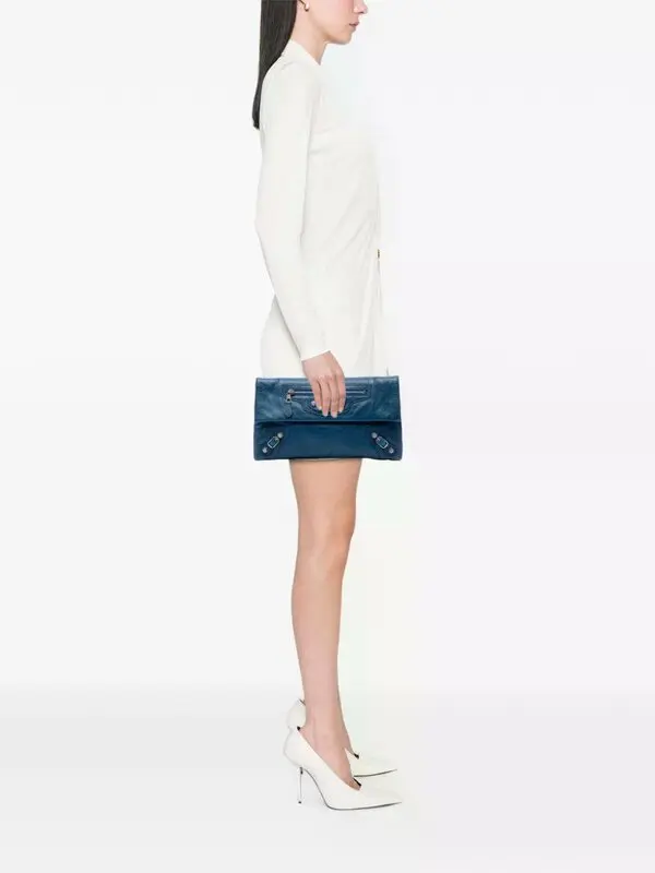 Balenciaga 2005-2026 Lambskin Motocross Giant 12 Envelope Clutch Bag - Blue