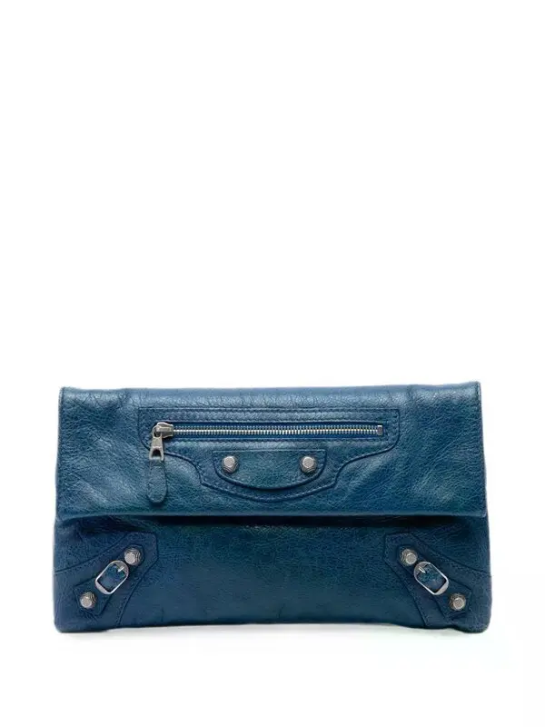 Balenciaga 2005-2026 Lambskin Motocross Giant 12 Envelope Clutch Bag - Blue