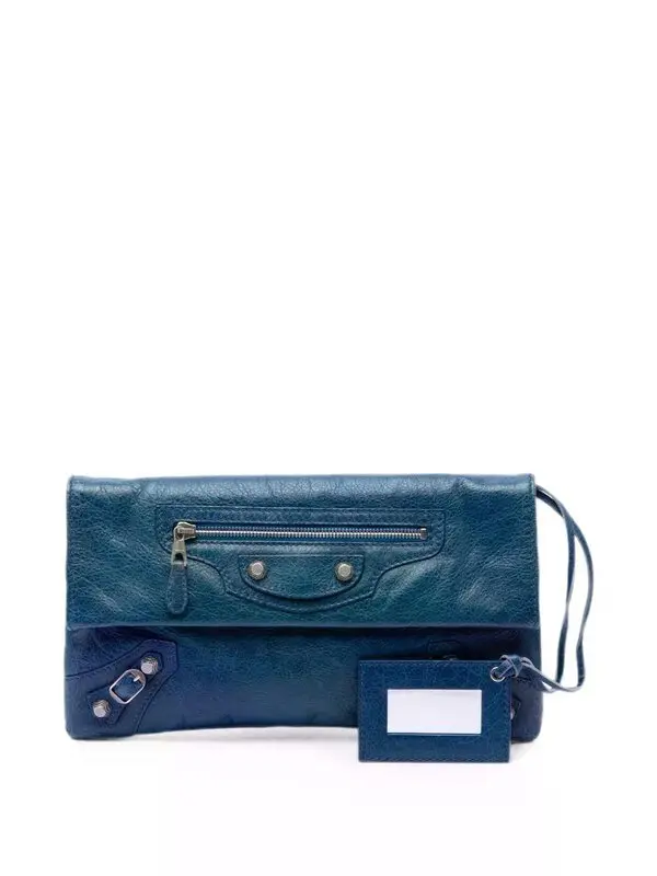 Balenciaga 2005-2026 Lambskin Motocross Giant 12 Envelope Clutch Bag - Blue