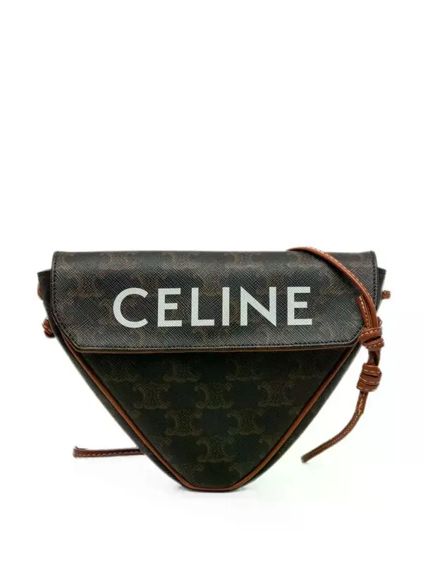 Celine 2021 Triomphe Coated Canvas Logo Triangle Crossbody Bag